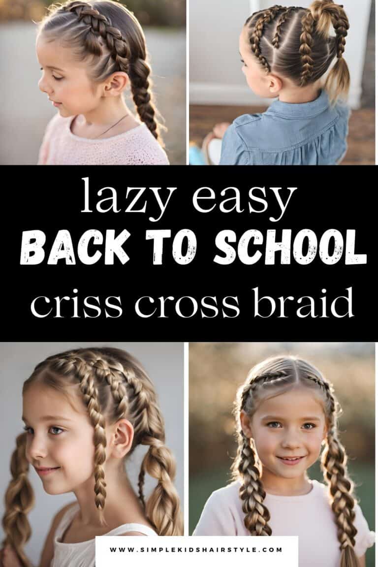 Lazy Easy Hairstyles for School Kids Criss Cross Braid and Bow Style ...